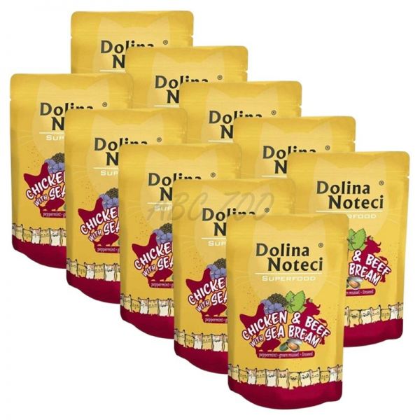 Dolina Noteci Superfood Cat Chicken & Beef with Sea Bream 10 x 85 g ...