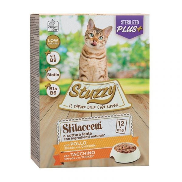 Stuzzy Cat Shreds MULTIPACK Sterilized chicken and turkey 3 x (12 x 85 g) | ABC-ZOO